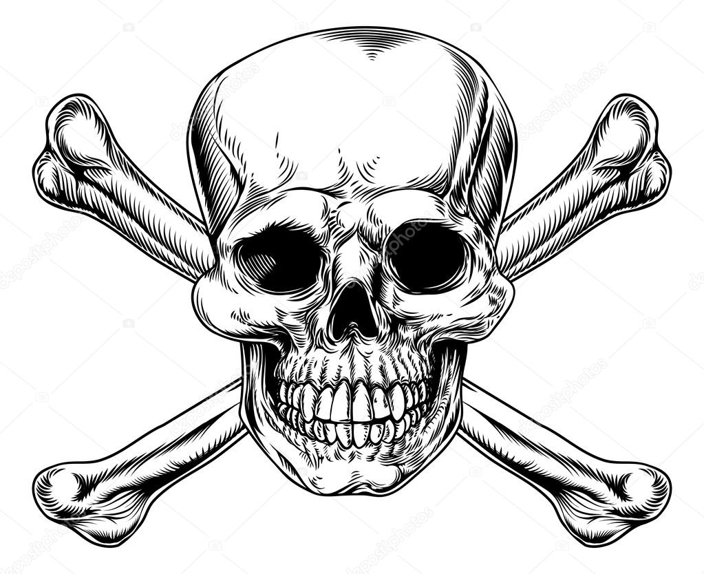 Značka vintage lebka a zkřížené hnáty Stock Vektor od ©Krisdog 36760531