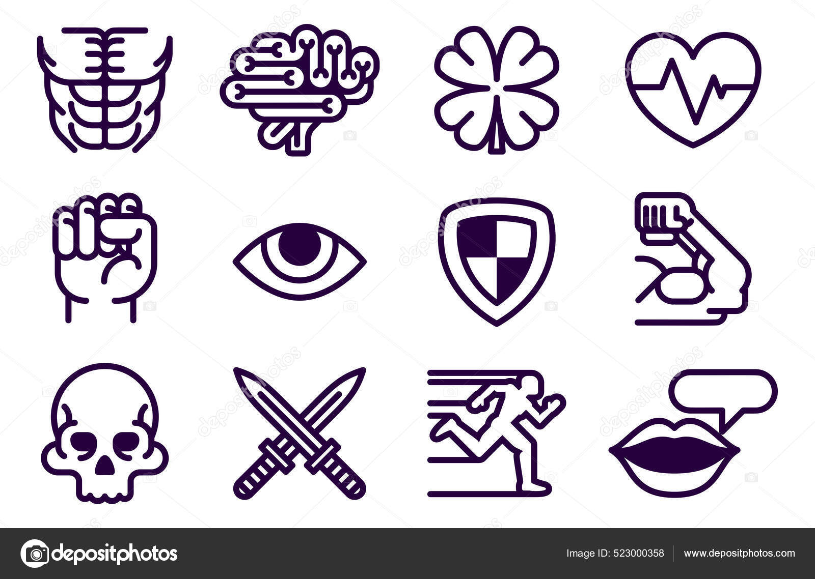 Character Game Attributes Icon Set Stock Vector by ©Krisdog #523000358