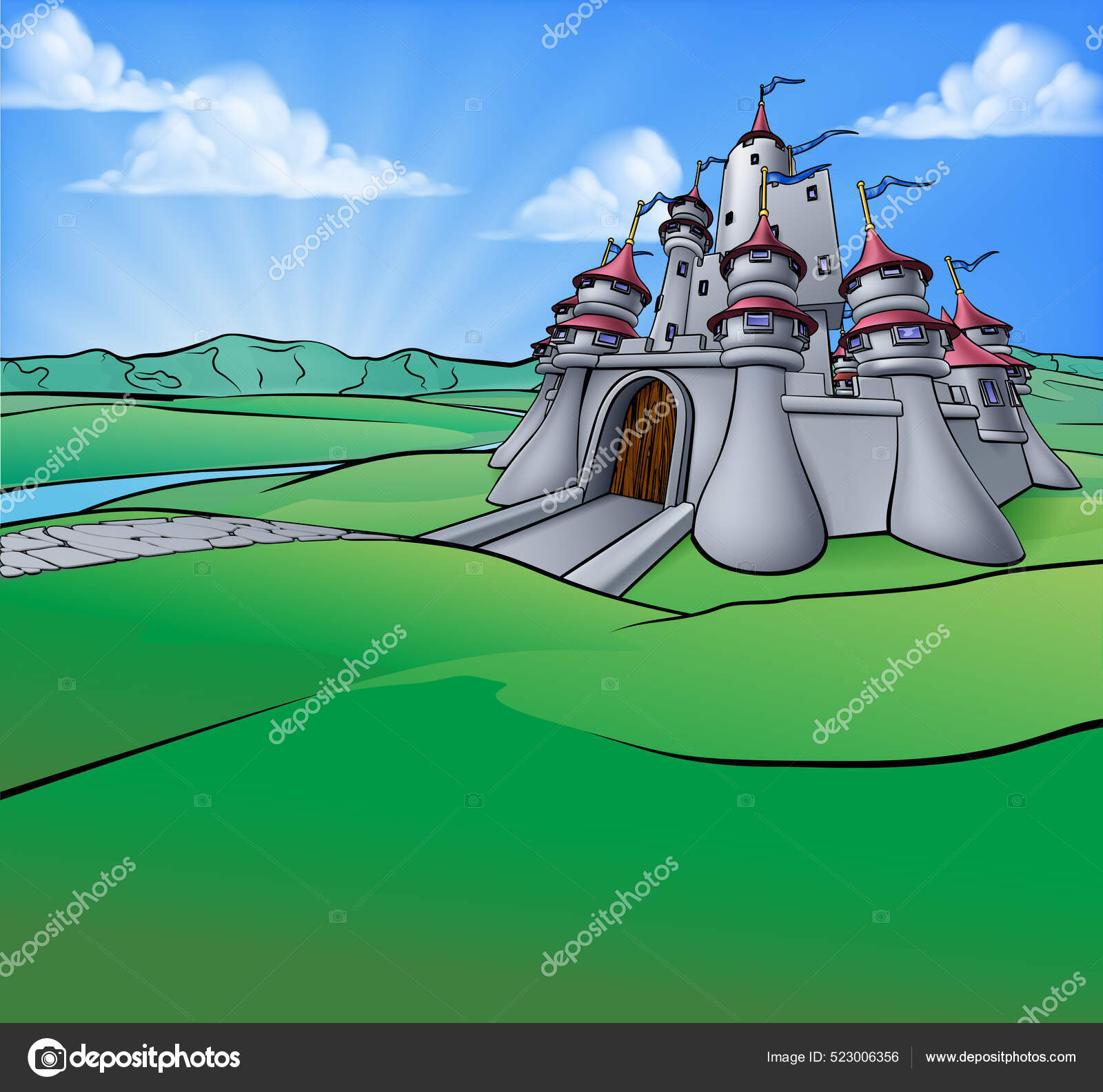 Castle Cartoon Scene Background Stock Vector by ©Krisdog 523006356