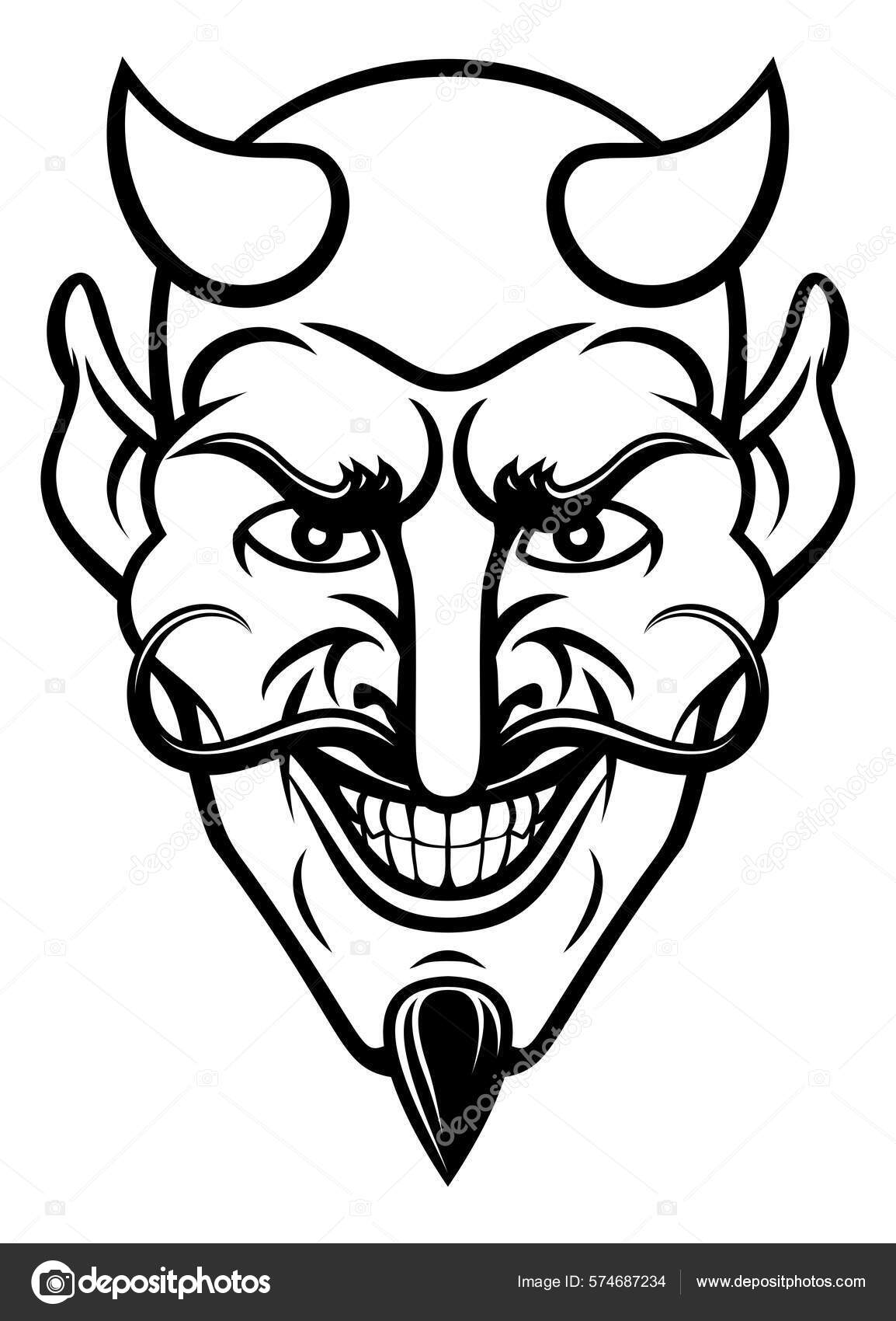 Desenhos De Cara De Diabo Ilustração De Rosto De Diabo, Kertacu