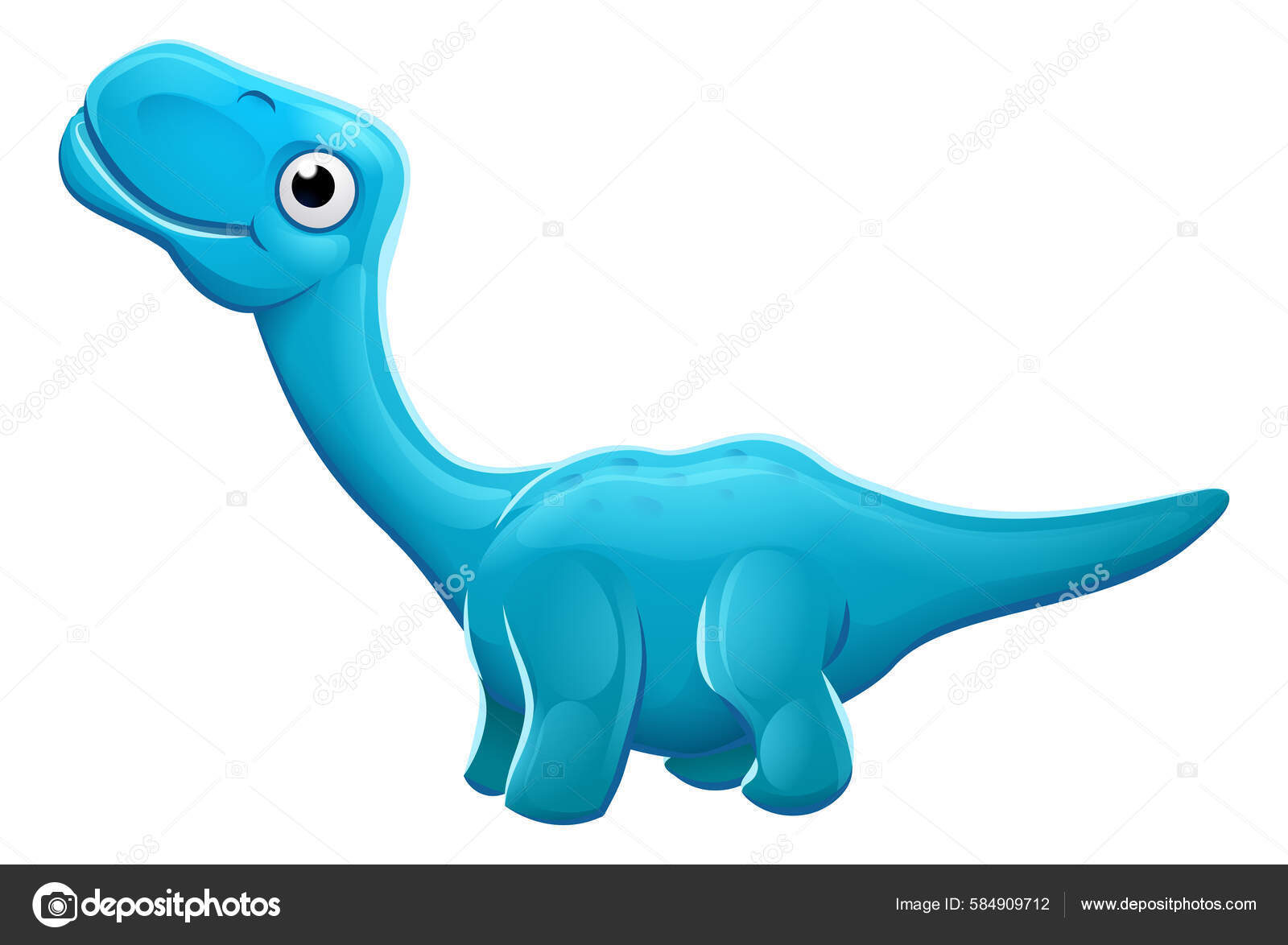 Cute Cartoon Sauropod Apatosaurus Diplodocus Brontosaurus Dinosaur Character Stock Vector by ...