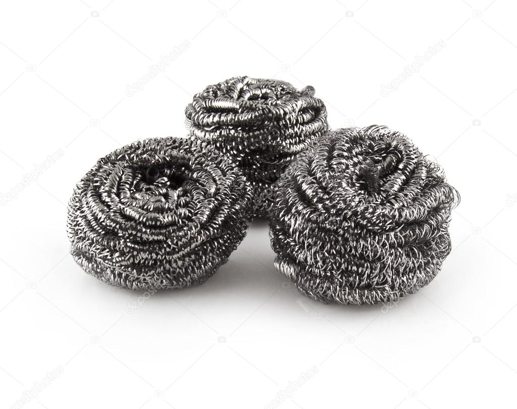 Stainless steel scouring pad three pieces — Stock Photo © Grounder ...