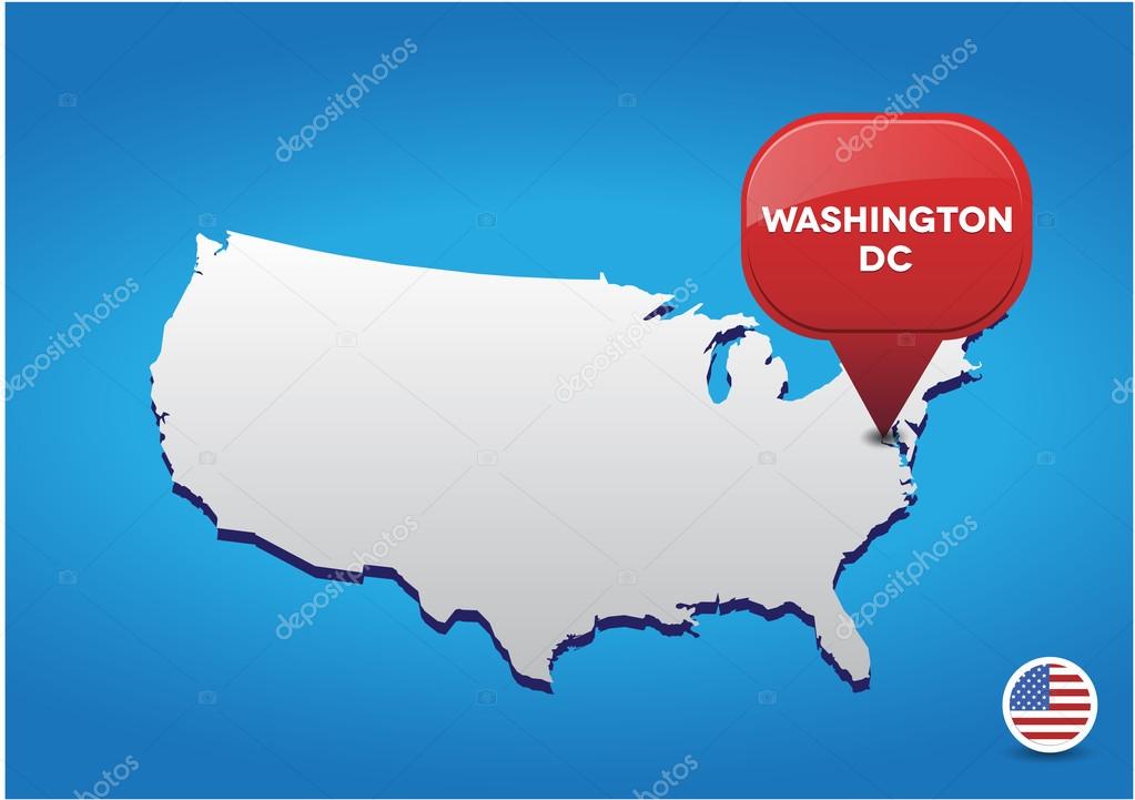 Washington dc, el mapa de los e.e.u.u. — Vector de stock © Grounder ...