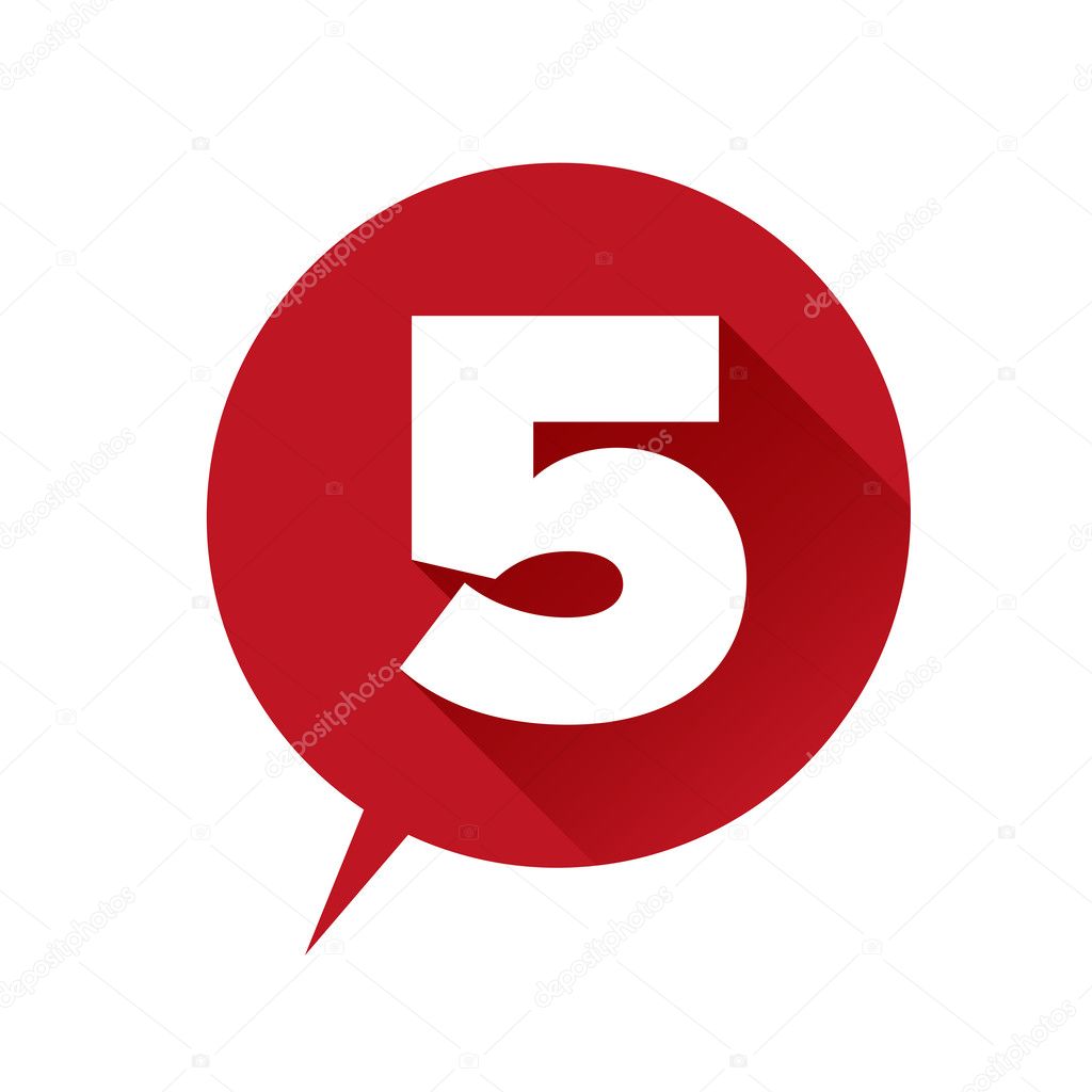 Número cinco icono - estilo plano Vector de stock por ©Grounder 50756477