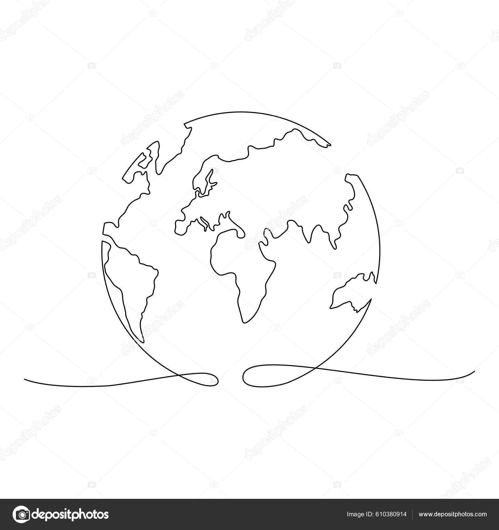 World Map One Line Art Continuous Earth Doodle Line Drawing Stock ... World Map One Line Art Continuous Earth Doodle Line Drawing Stock ...