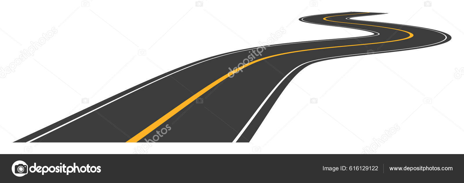 Curved Straight Asphalt Road Perspective Highway Traffic Vertical ...