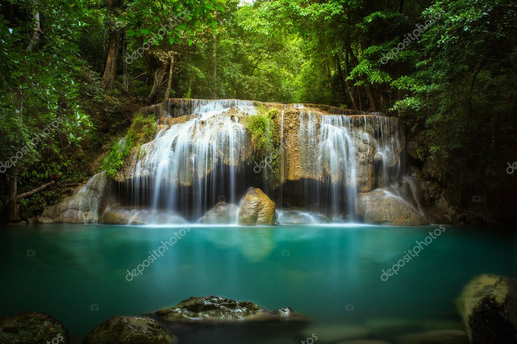 Level two of Erawan Waterfall — Stock Photo © anekoho #39939065