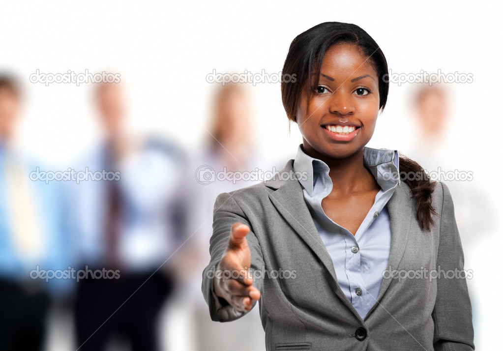 Businesswoman introducing herself Stock Photo by ©minervastock 42393793