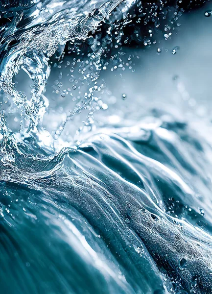 Crystal clear pure water in motion with splashes and bubbles - Stock ...