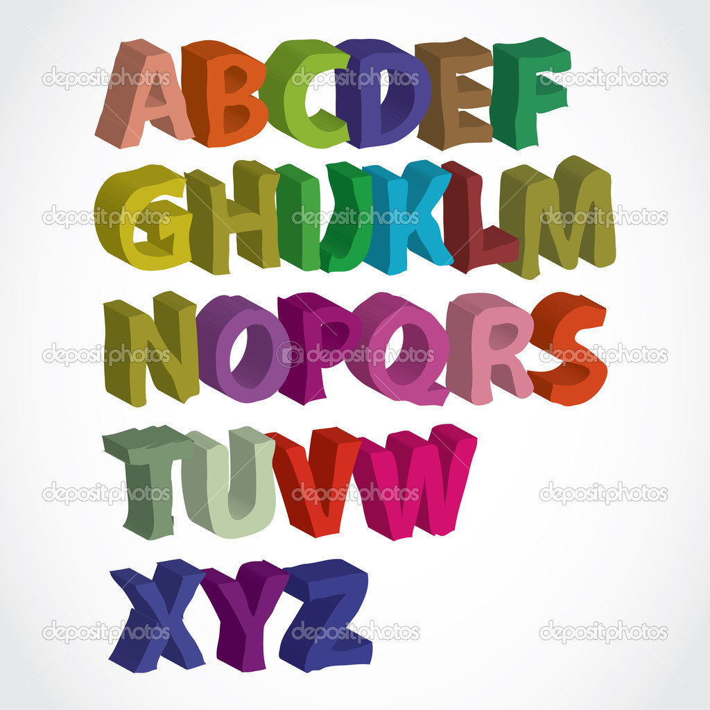 Hand lettered color alphabet Stock Illustration by ©i3alda #13876498