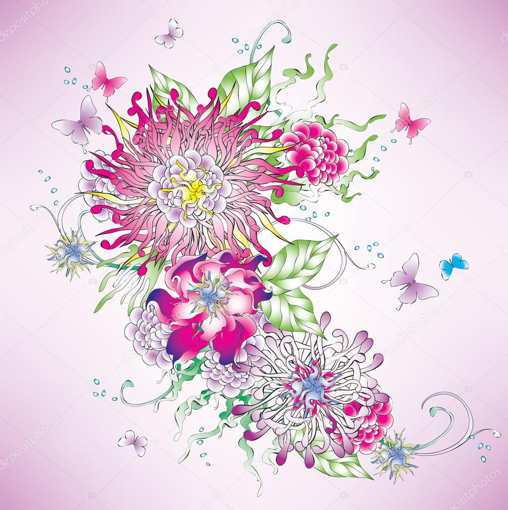 Vector flowers composition Stock Vector Image by ©yukitama #29233491
