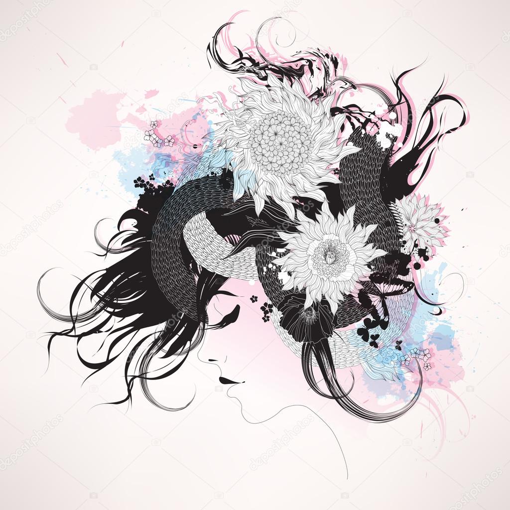 Woman profile with flowers Stock Vector Image by ©yukitama #29235049