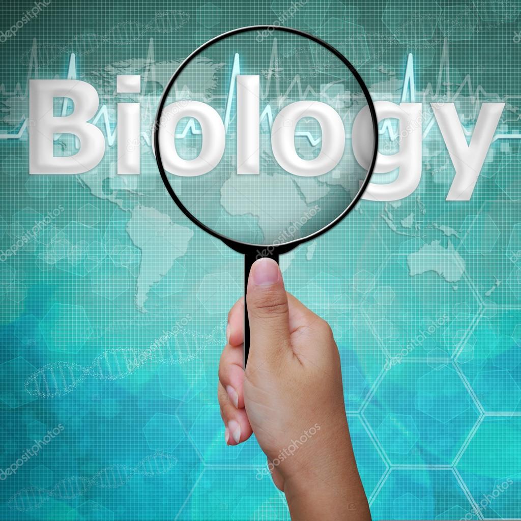 Biology, word in Magnifying glass , background medical Stock Photo by ...