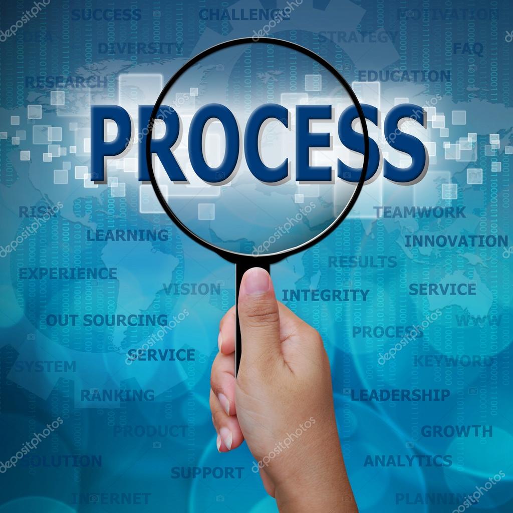 PROCESS in Magnifying glass on blue background Stock Photo by ©kritiya ...