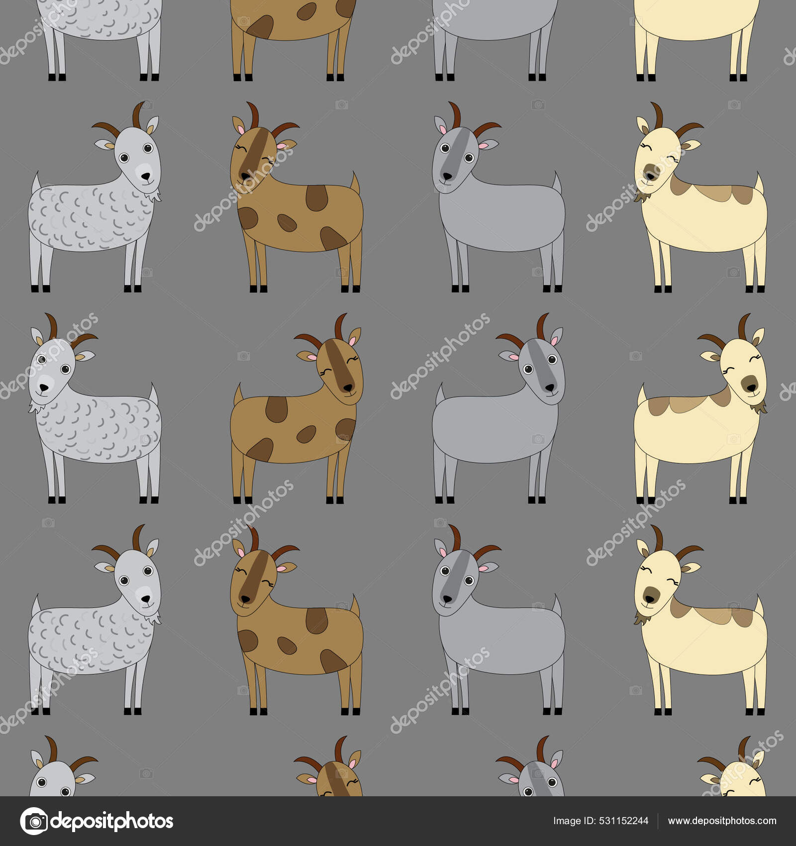 Pattern Painted Colorful Goats Can Used Wallpaper Textiles Packaging ...