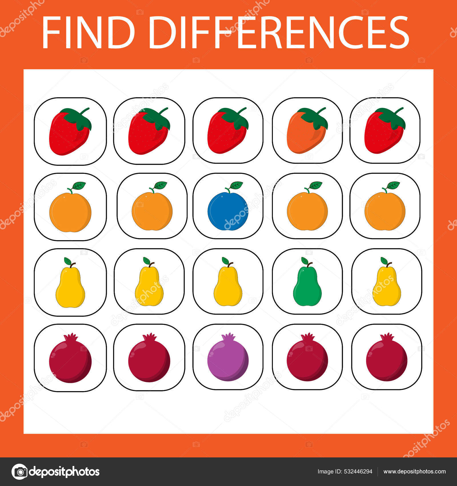 Developing Activity Children Find Difference Logic Game Children Find ...