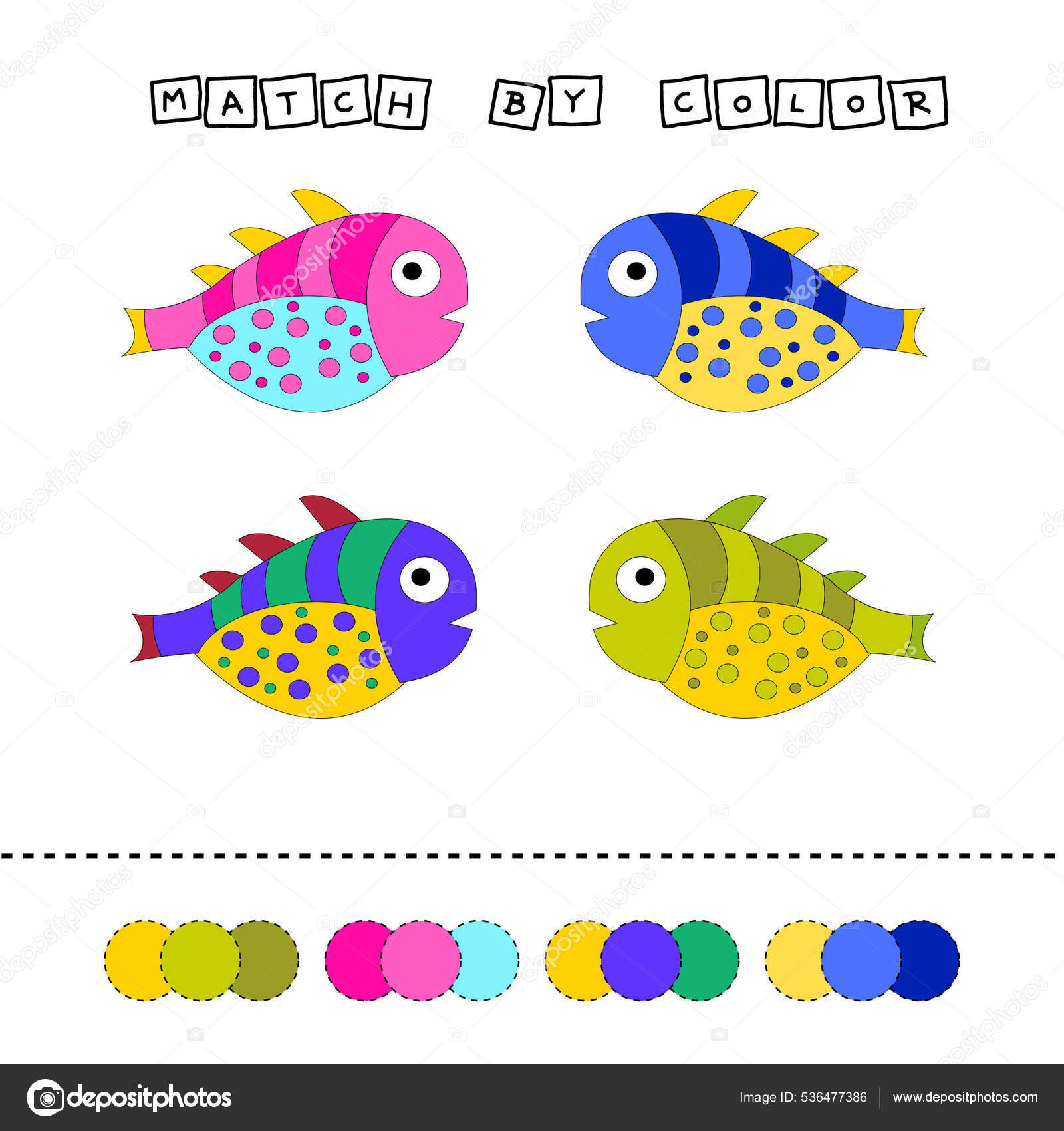 Developing Activity Children Match Fishes Color Logic Game Children ...