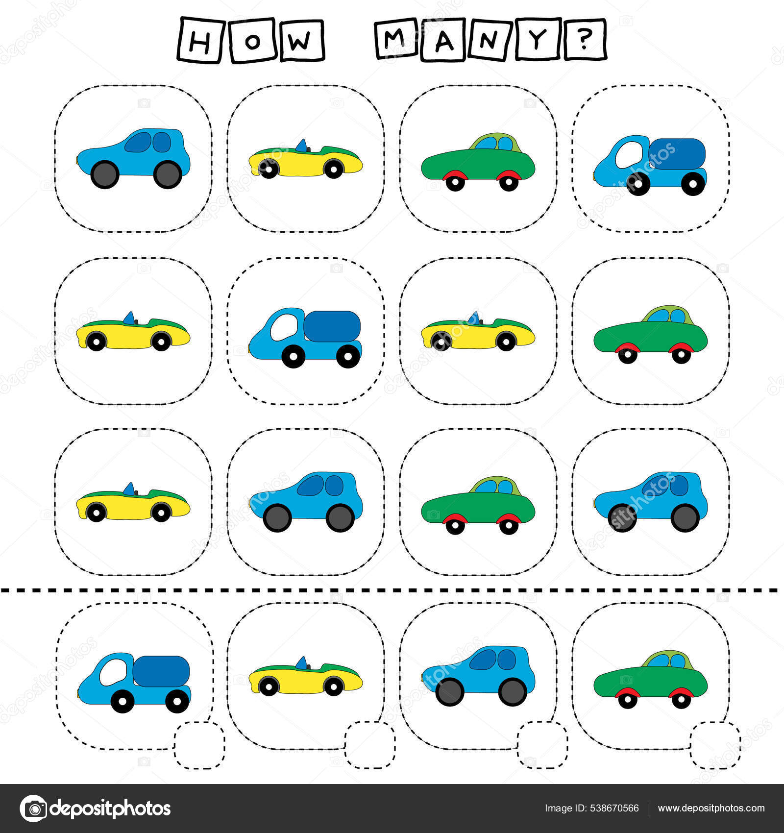 Counting Game Preschool Children Count How Many Cars — Stock Photo ...