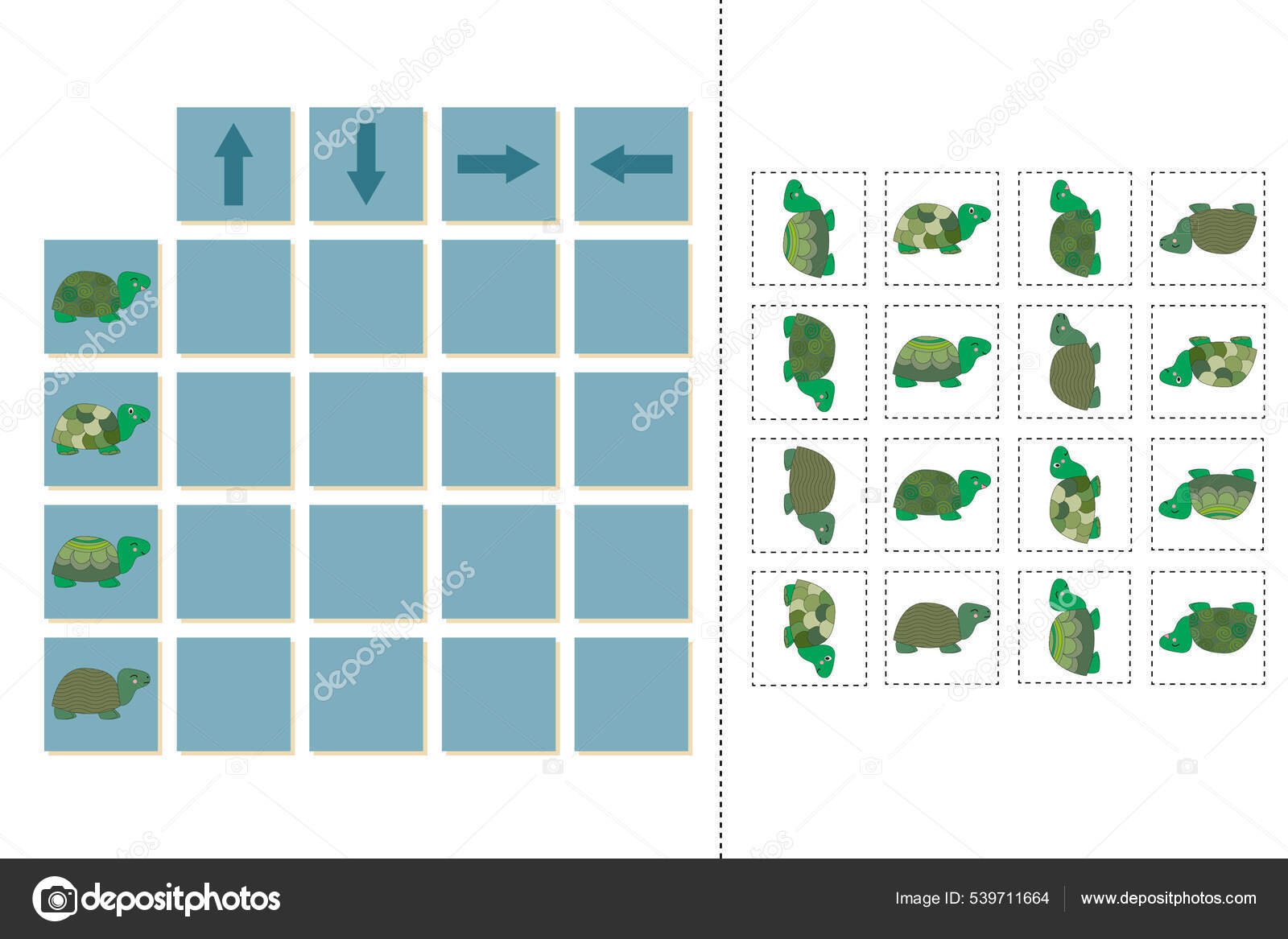 Match Pictures Pets Turtles Directions Left Right Printable Worksheet ...