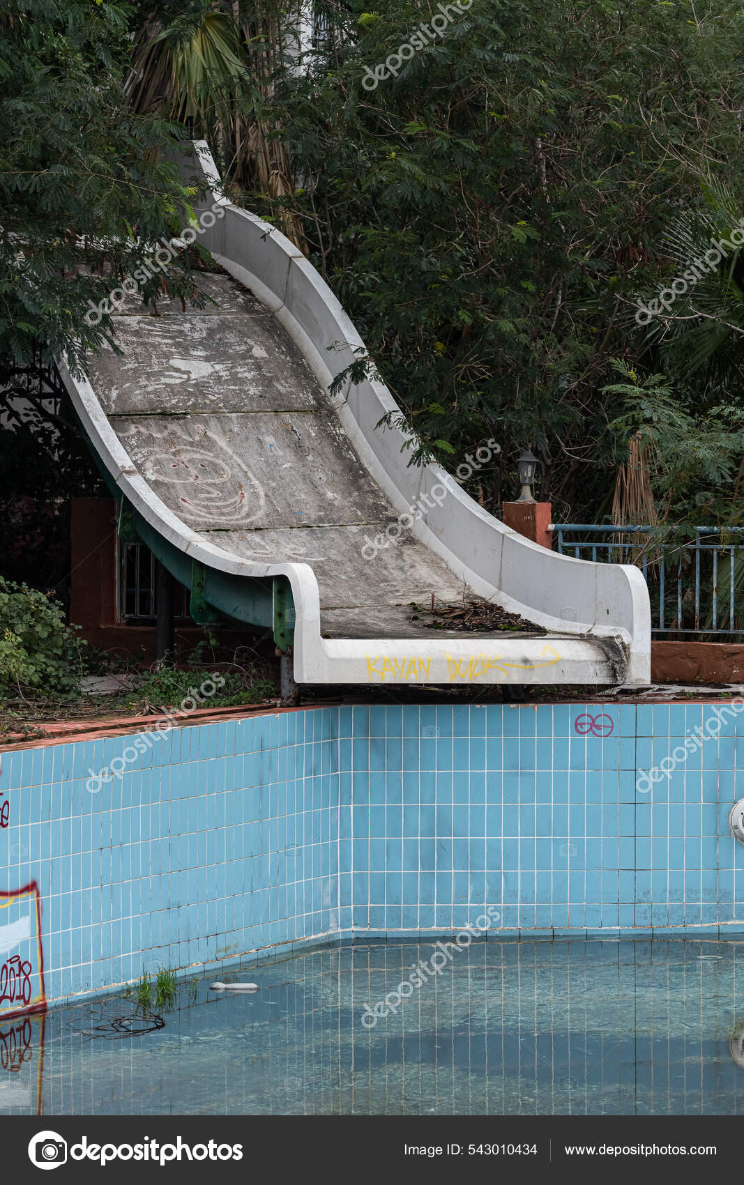 Stuary Abandoned Water Park Slides Mud Empty Broken Pool Stock Photo by ...