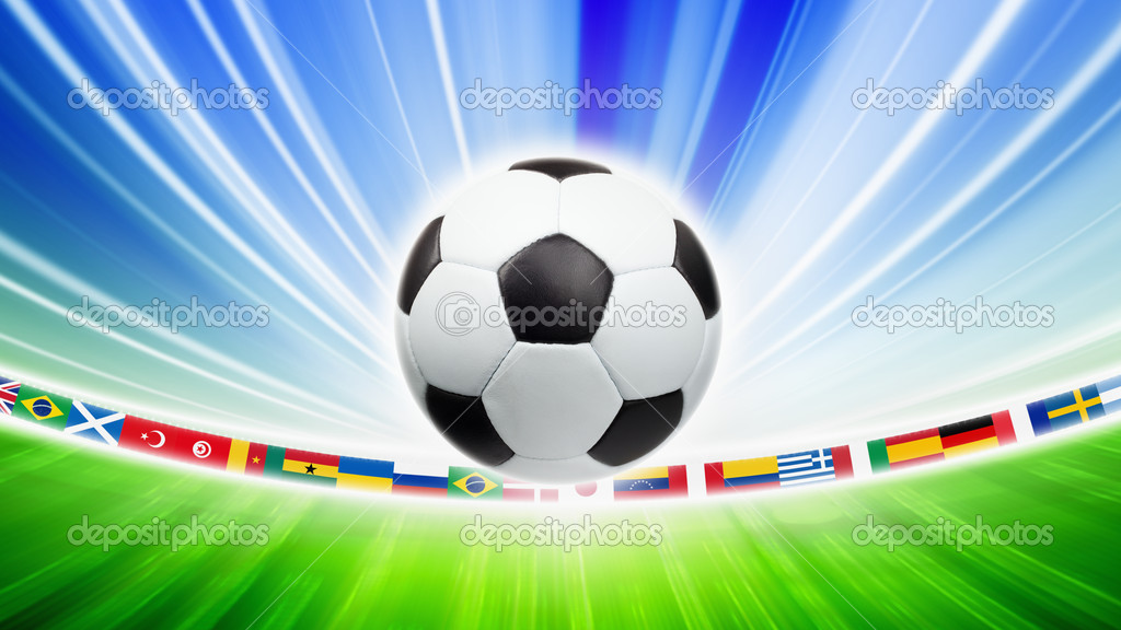 Balón de fútbol, banderas: fotografía de stock © I_g0rZh #26632823 ...