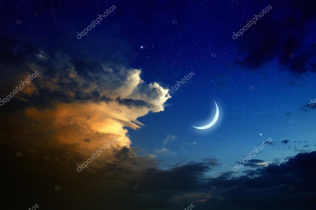 Sunset, moon, stars Stock Photo by ©I_g0rZh 40979373