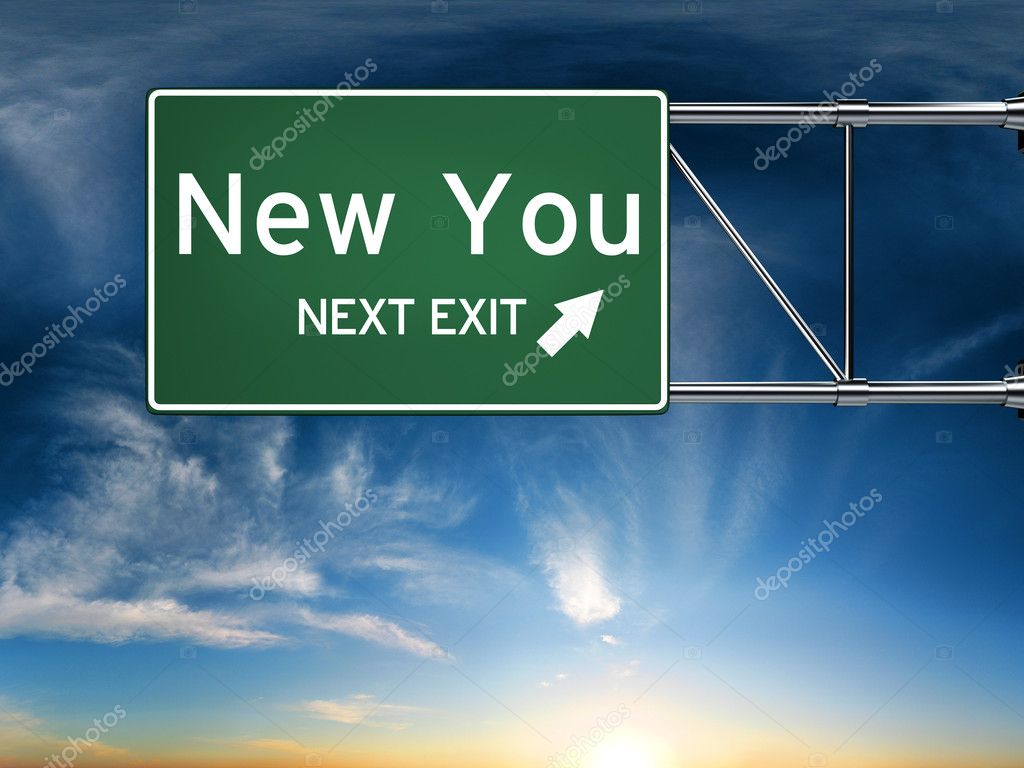 New you next exit, sign depicting a new change in life — Stock Photo ...