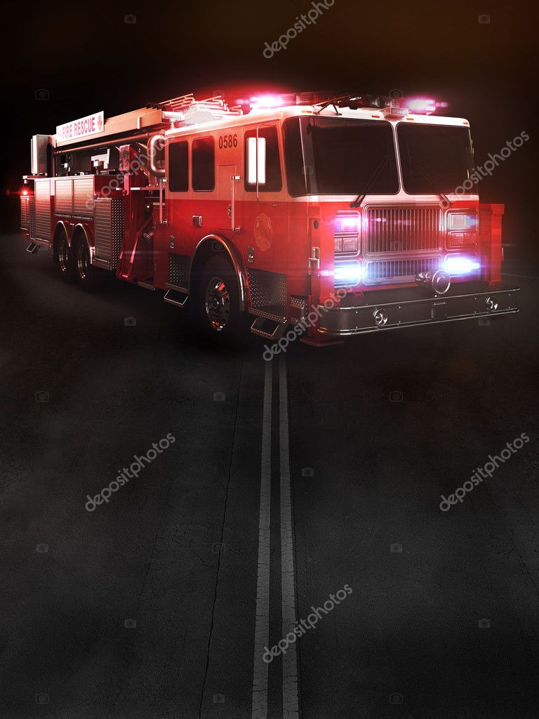 Fire truck on scene with lights. — Stock Photo © digitalstorm #30164527