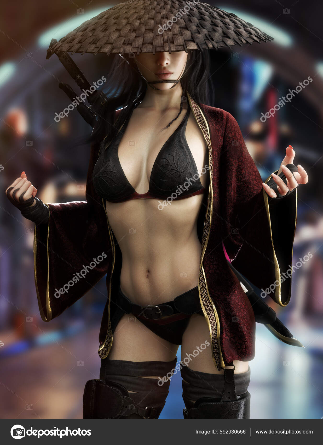 Fantasy Female Warrior Dressed Sexy Cloak Outfit Hand Leg Wraps — 图库照片©