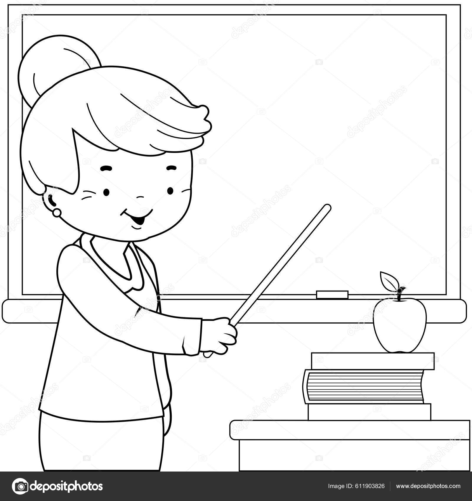 Image vectorielle Professeur Principal Dans Classe L'école Coloriage ...