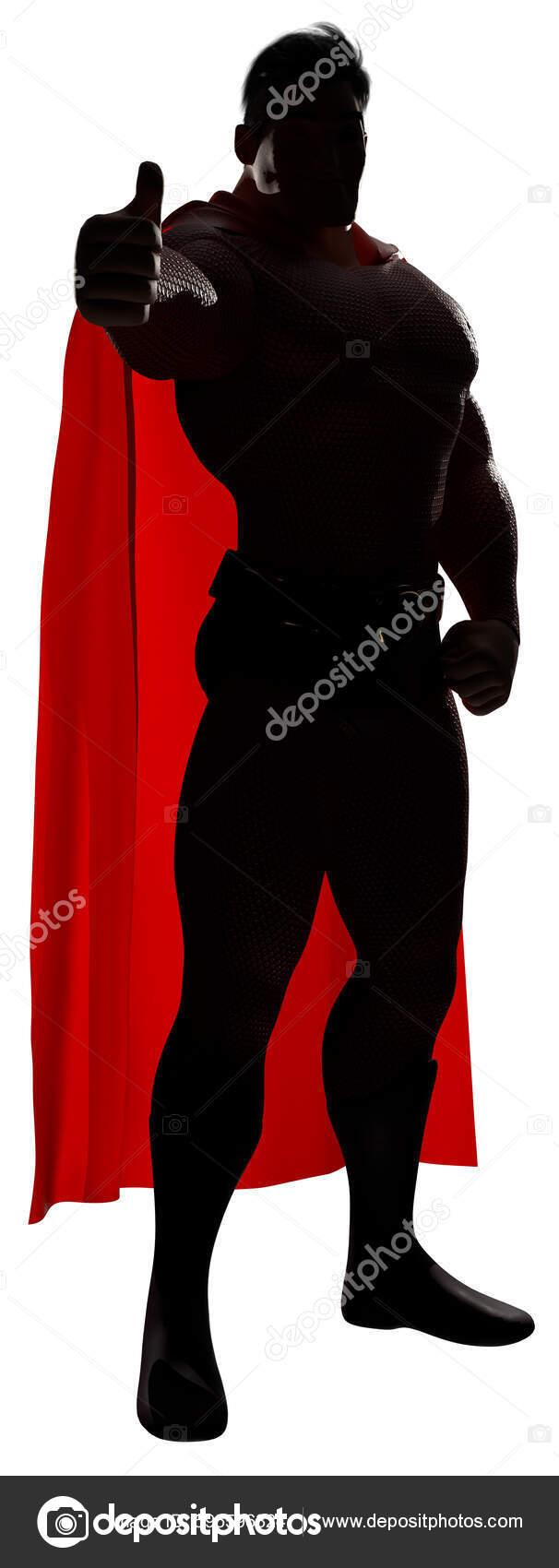 Render Brave Superhero Giving Thumbs Blinking His Eye — Stock Photo ...