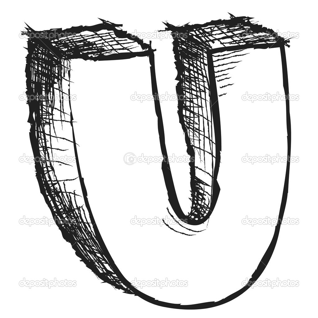 Sketchy hand drawn letter U isolated on white — Stock Photo © Oko.Laa ...