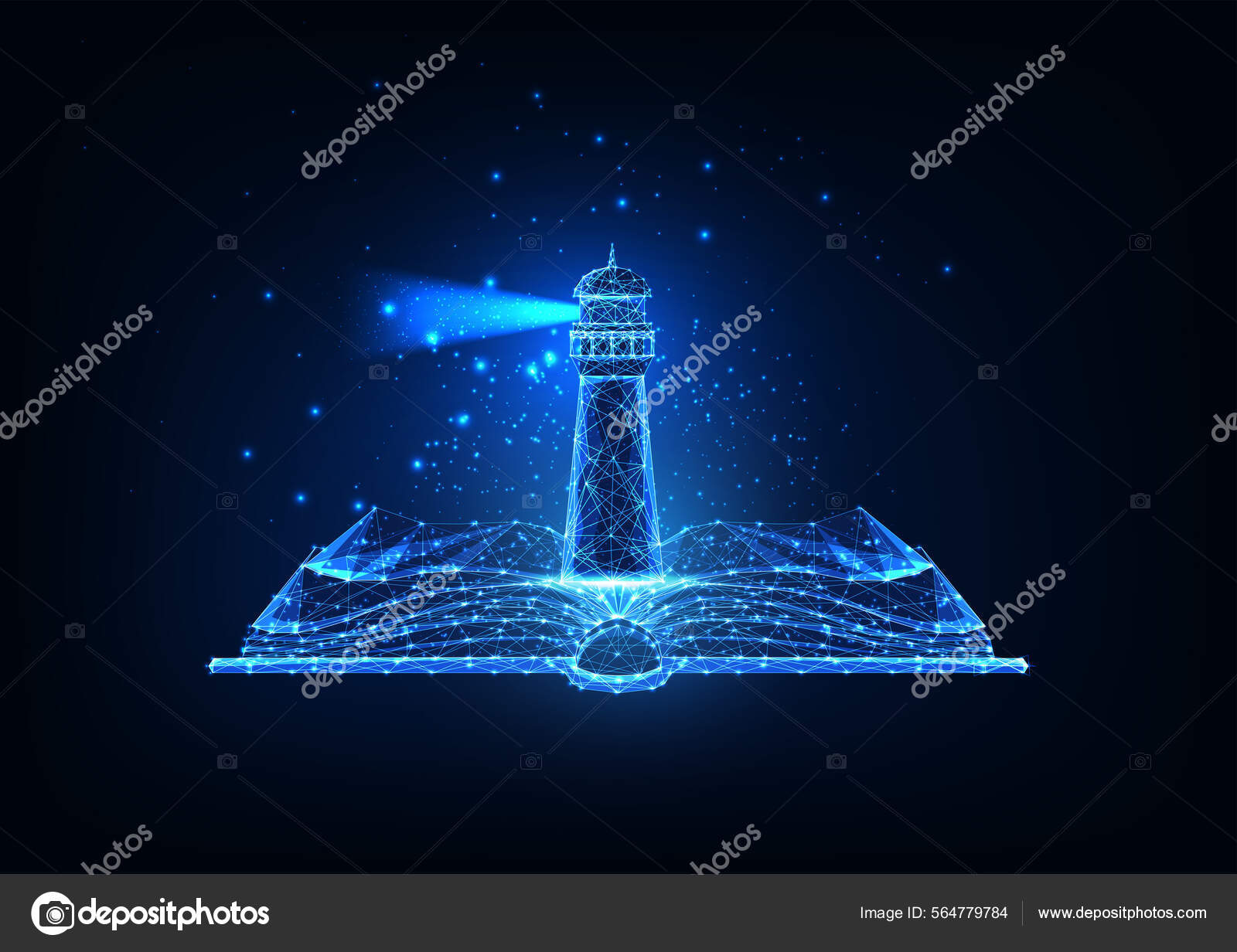 Futuristic education, imagination, learning concept with glowing low ...