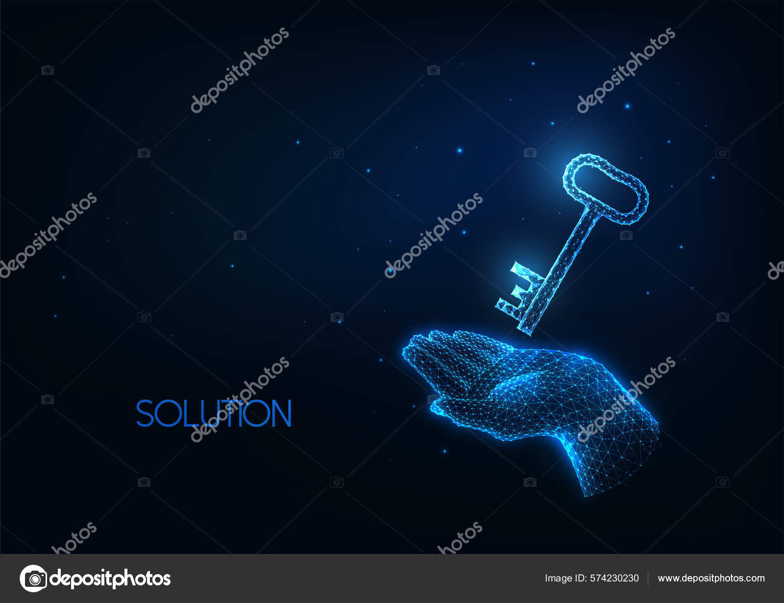 Futuristic Smart Solution Business Success Concept Glowing Low ...