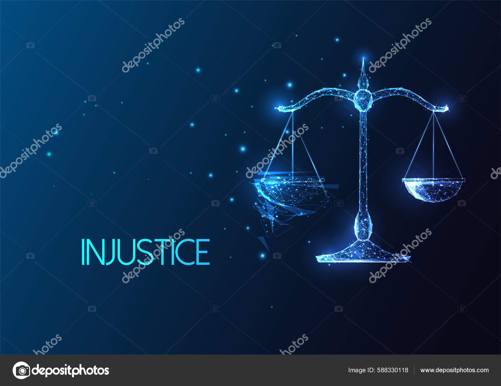 Injustice Broken Law Concept Broken Scales Symbol Futuristic Glowing ...