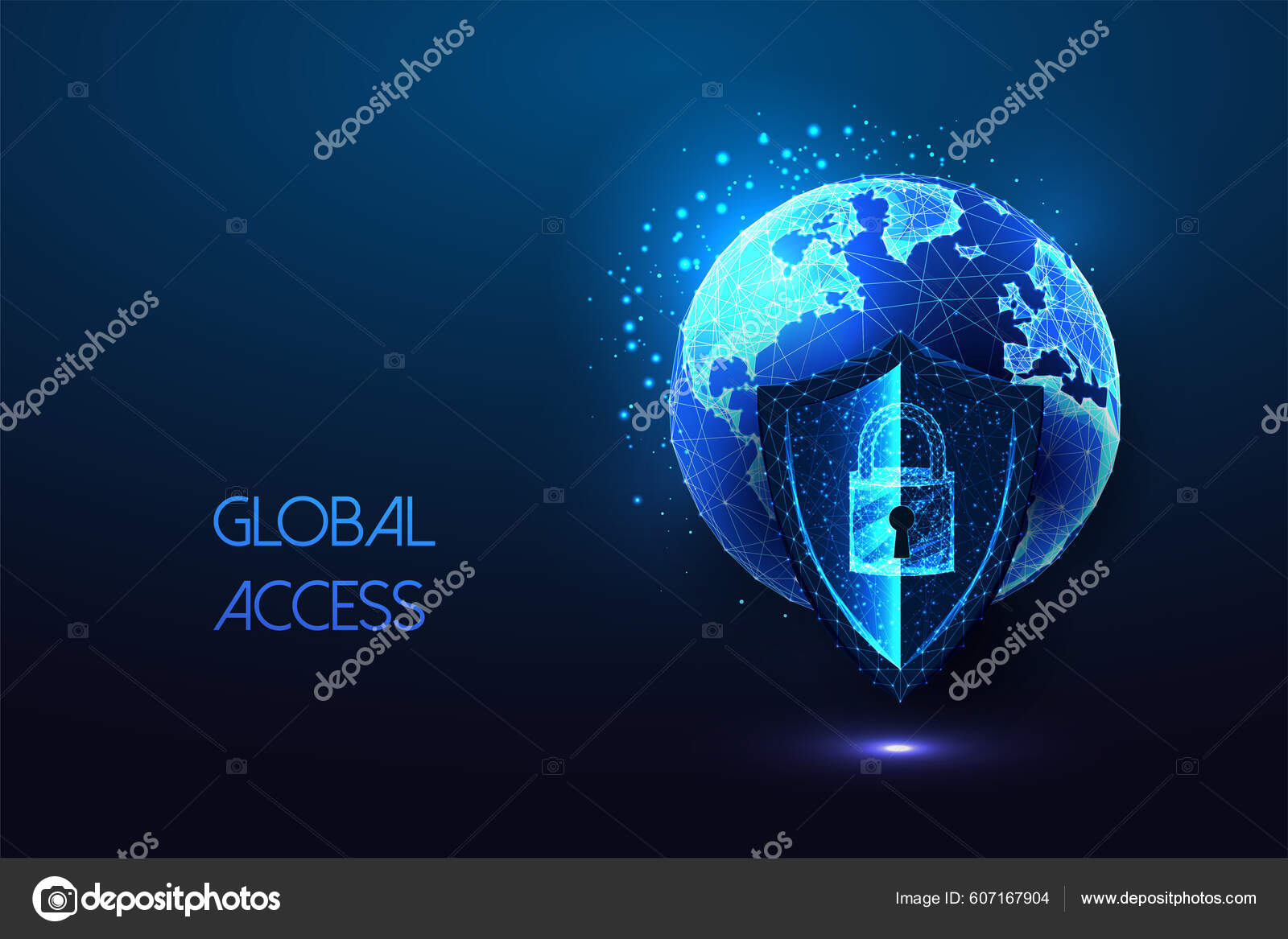 Global Access Vpn Concept Planet Earth Globe Protective Shield ...