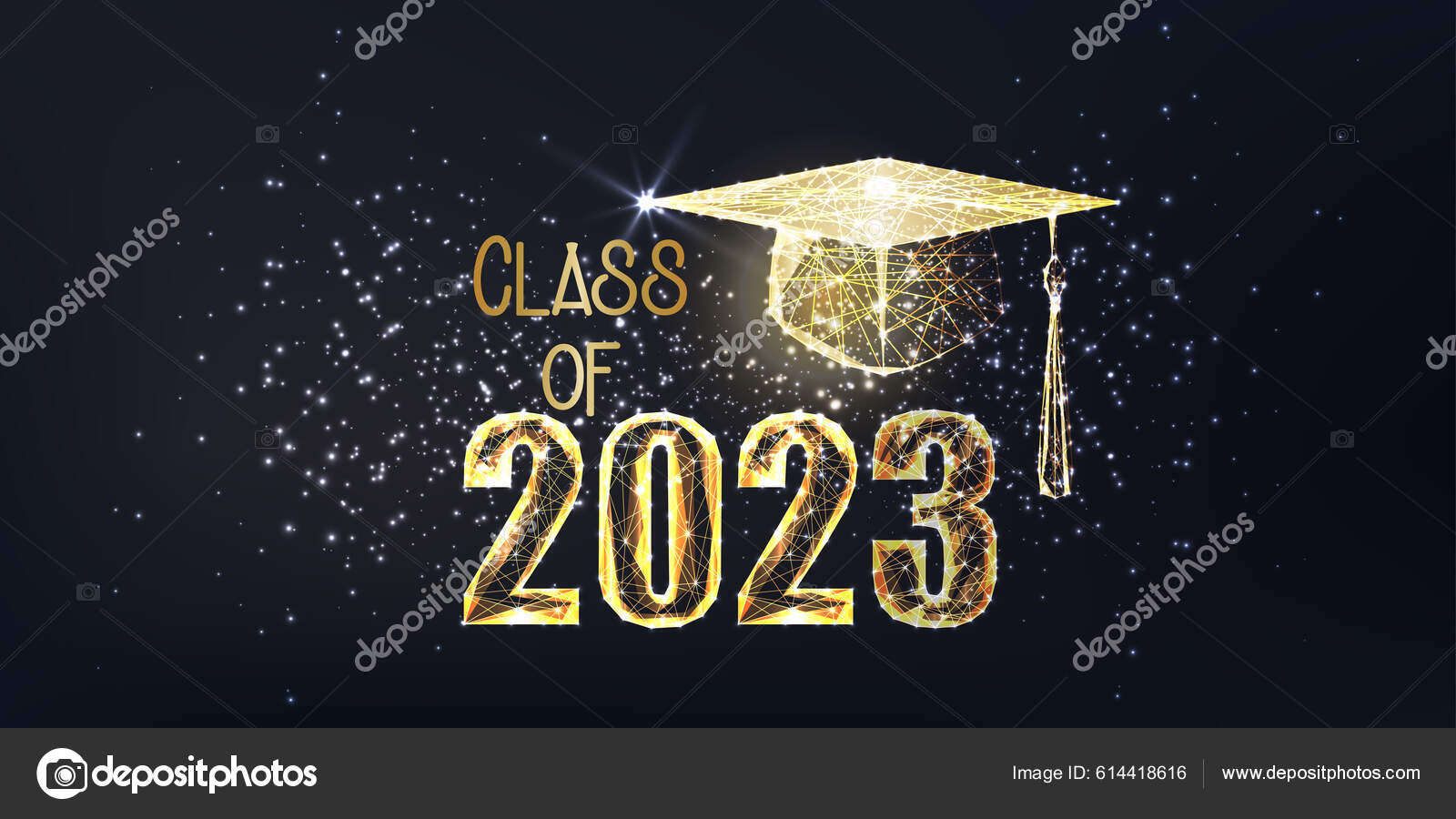 Futuristic Graduation Class 2023 Banner Concept Glowing Low Polygonal ...