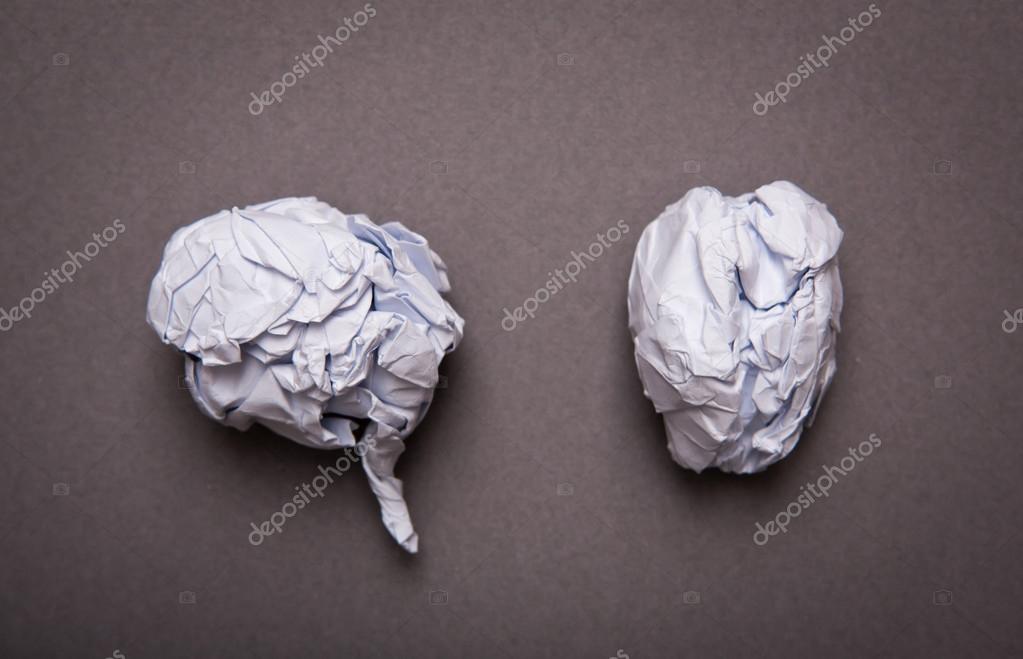 Medical background, Crumpled paper brain shape with copy space f Stock ...