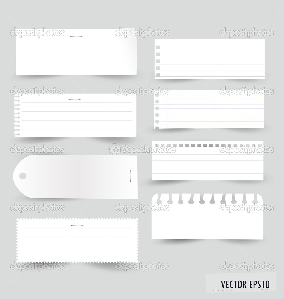 Collection of various white note papers, ready for your message. Stock ...