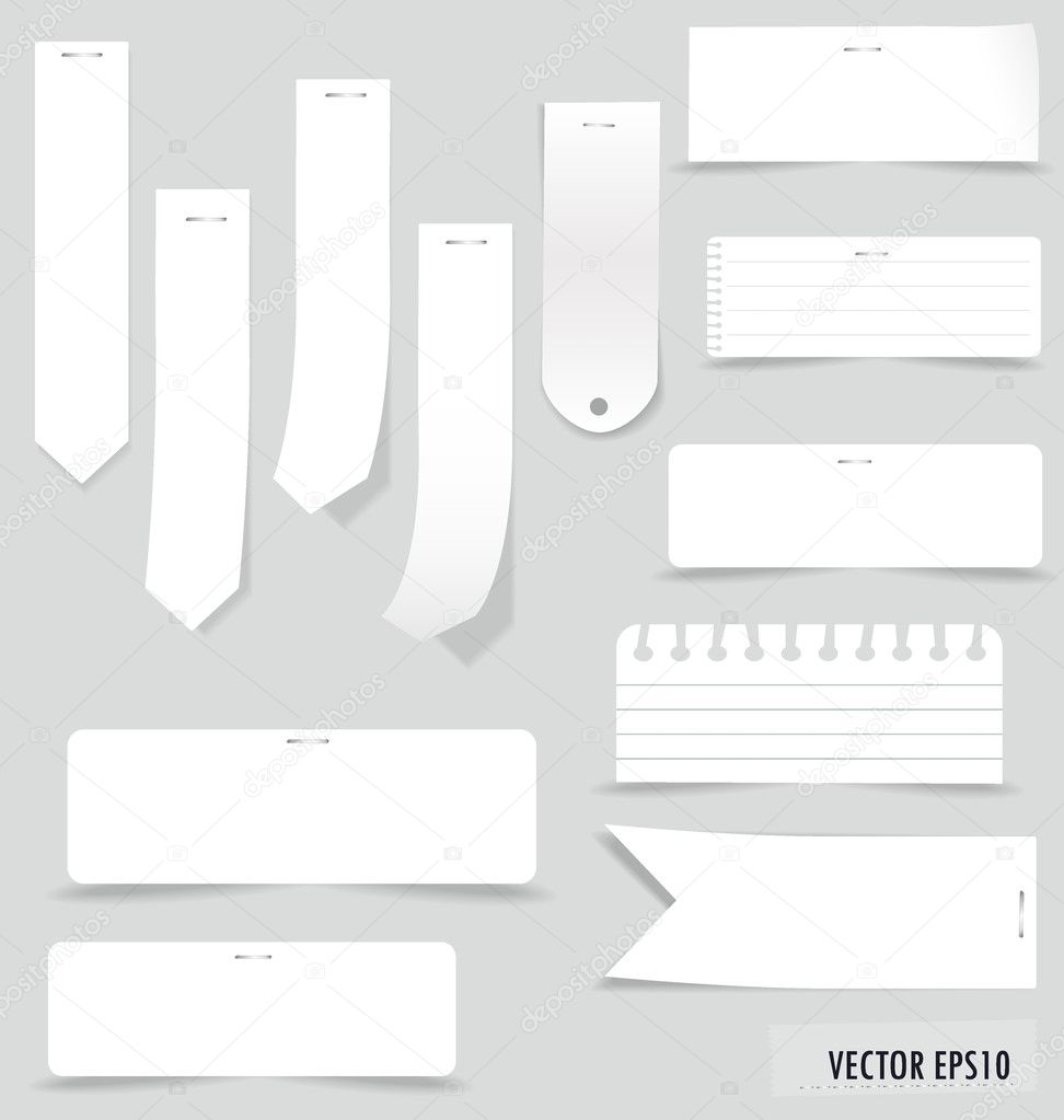 Collection of various white note papers, ready for your message. Stock ...