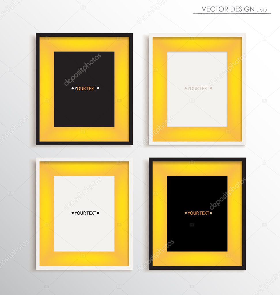 Marcos modernos en la pared, ilustración vectorial. 2024