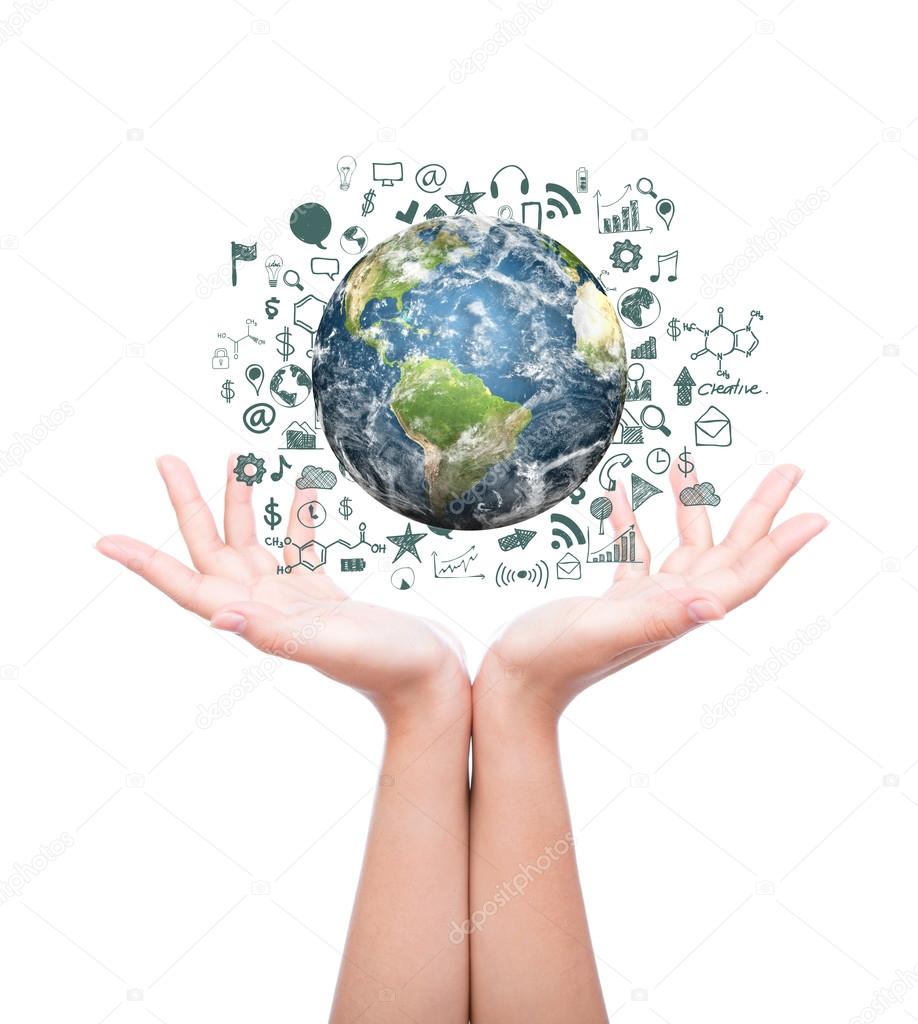 Earth In Hands Drawing