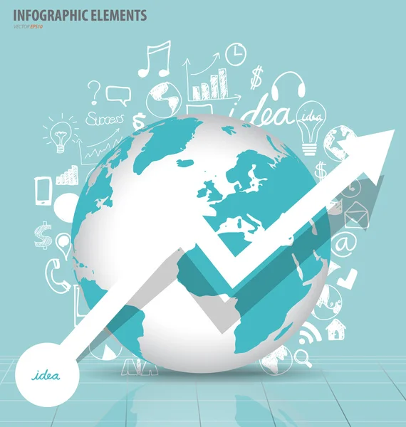 World map with creative drawing chart and graphs business success Stock ...