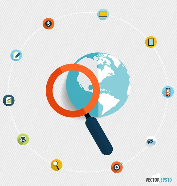 Globe with magnifying glass Vector Art Stock Images | Depositphotos