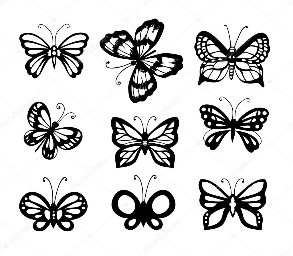 Set of 9 butterflies Stock Vector Image by ©katerinamk #47255813