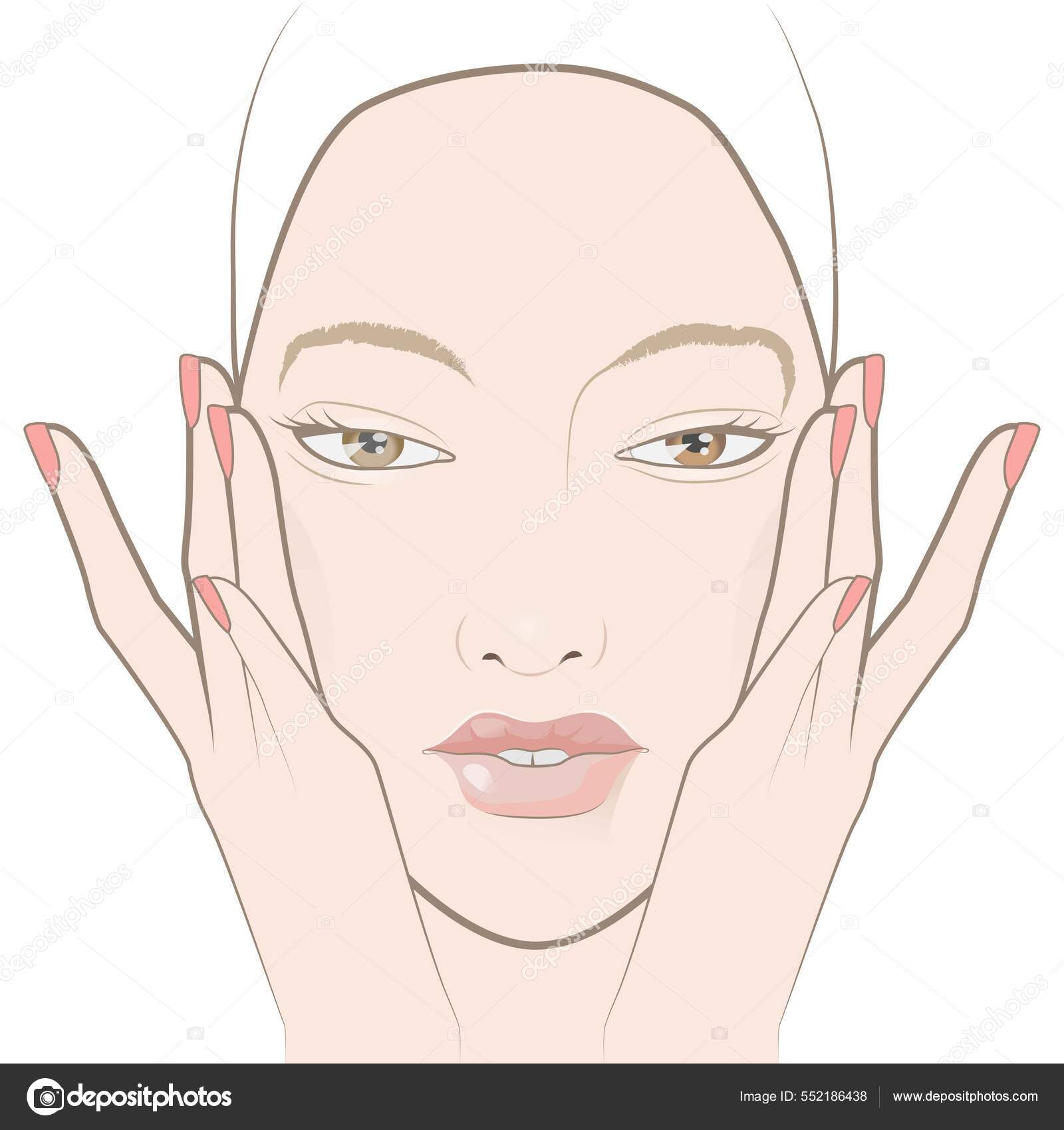Cuidado Facial Aplicando Crema Facial Rostro Una Joven Vista Frontal ...