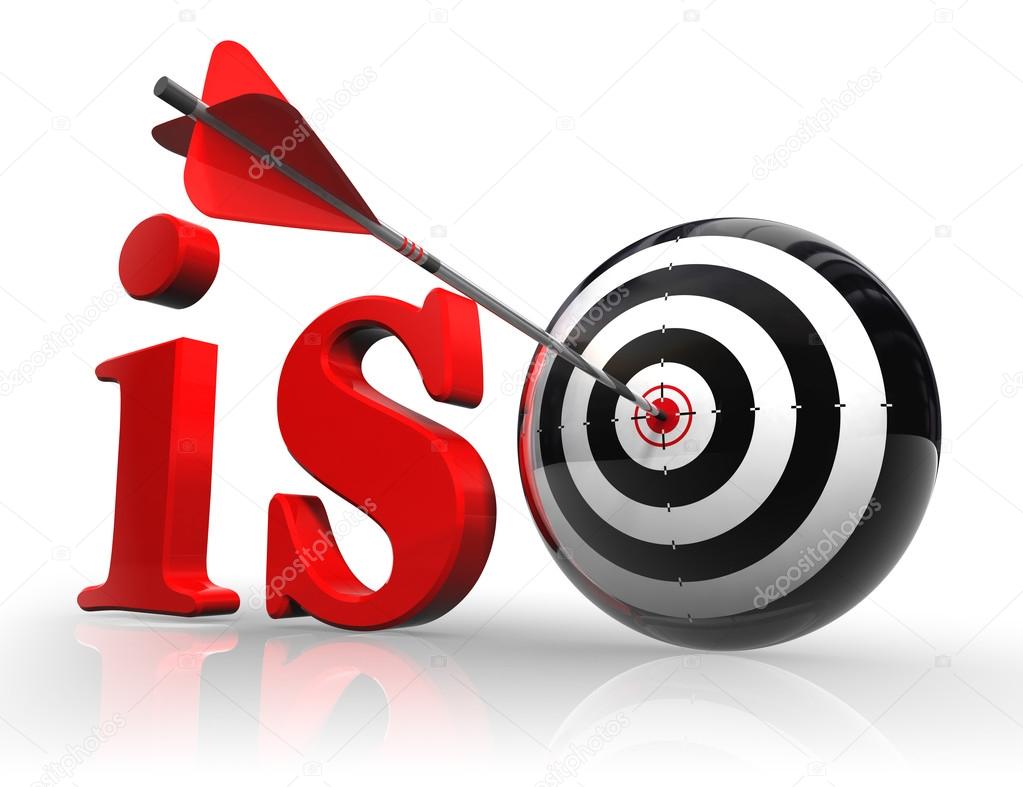 Iso red word with target Stock Photo by ©donscarpo 25584057