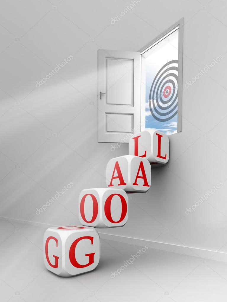 Goal block steps in room to open door Stock Photo by ©donscarpo 36281897