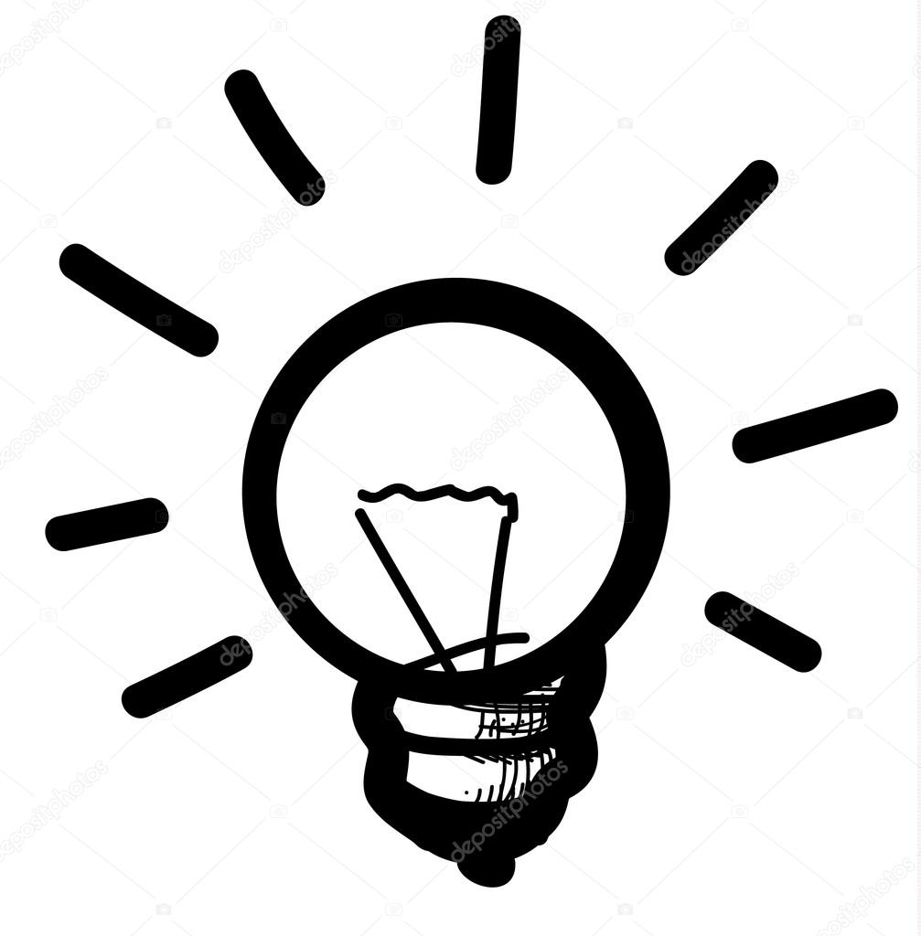 foco aislado en blanco. dibujo dibujo vector ilustración a mano ...