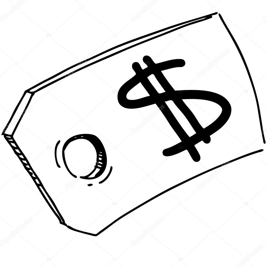 Insignia o etiqueta con cartel de precio. Dibujo a mano dibujo de ...